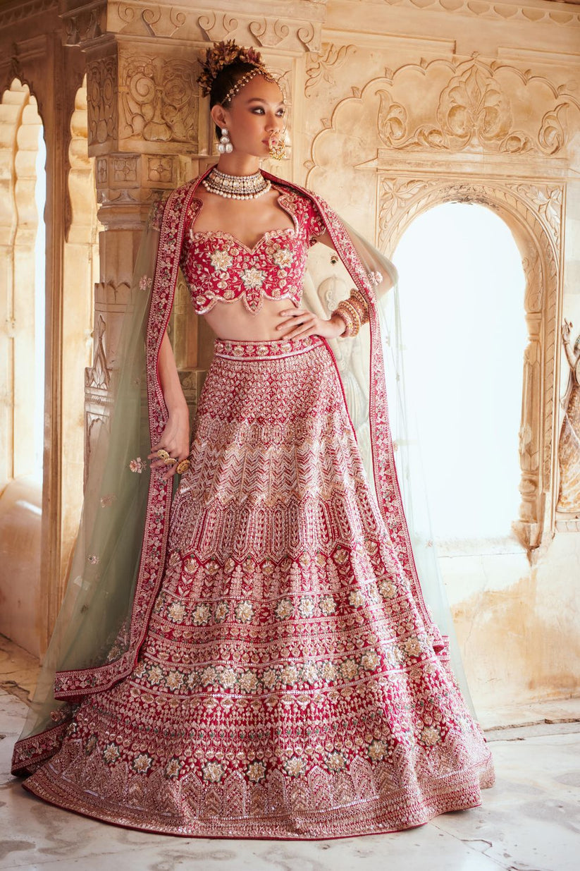 Dark Pink Bridal Lehenga – Jigar & Nikita
